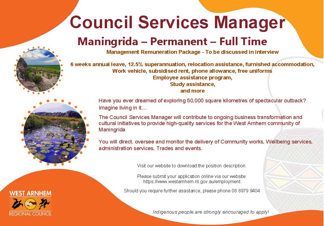 Council Services Manager – Maningrida Job in Northern Territory (NT ...